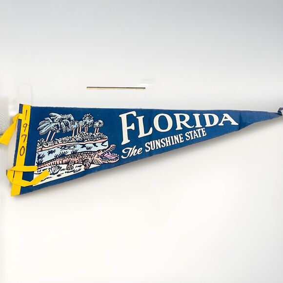 Accents | Vintage The Sunshine State Florida Felt Pennant 26 Rare Navy ...